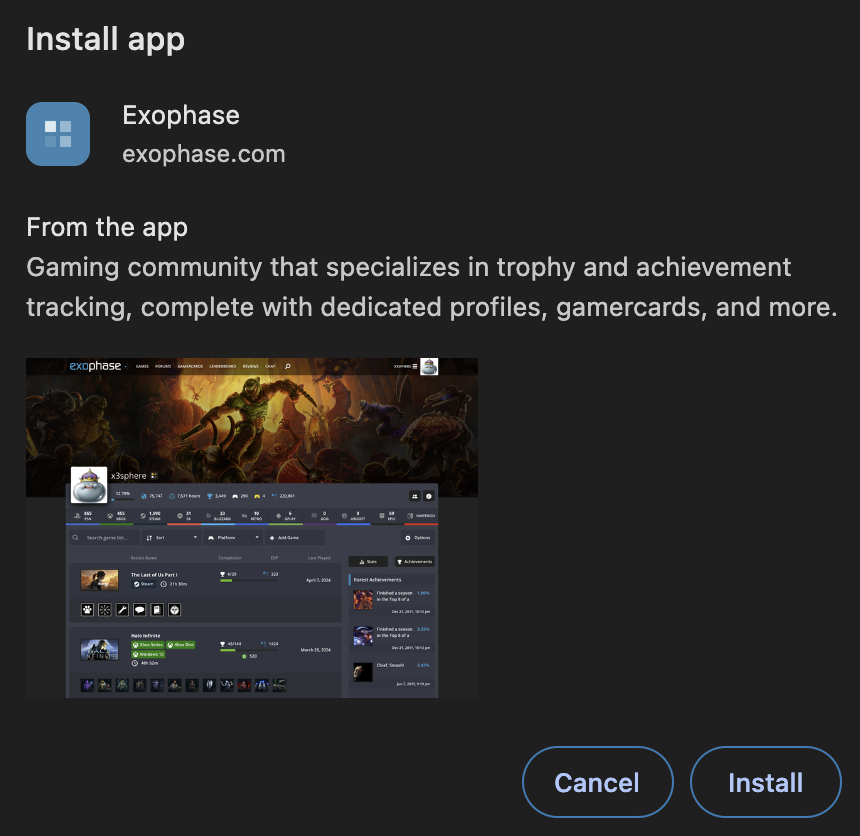 Desktop and Mobile App - PWA - Exophase.com